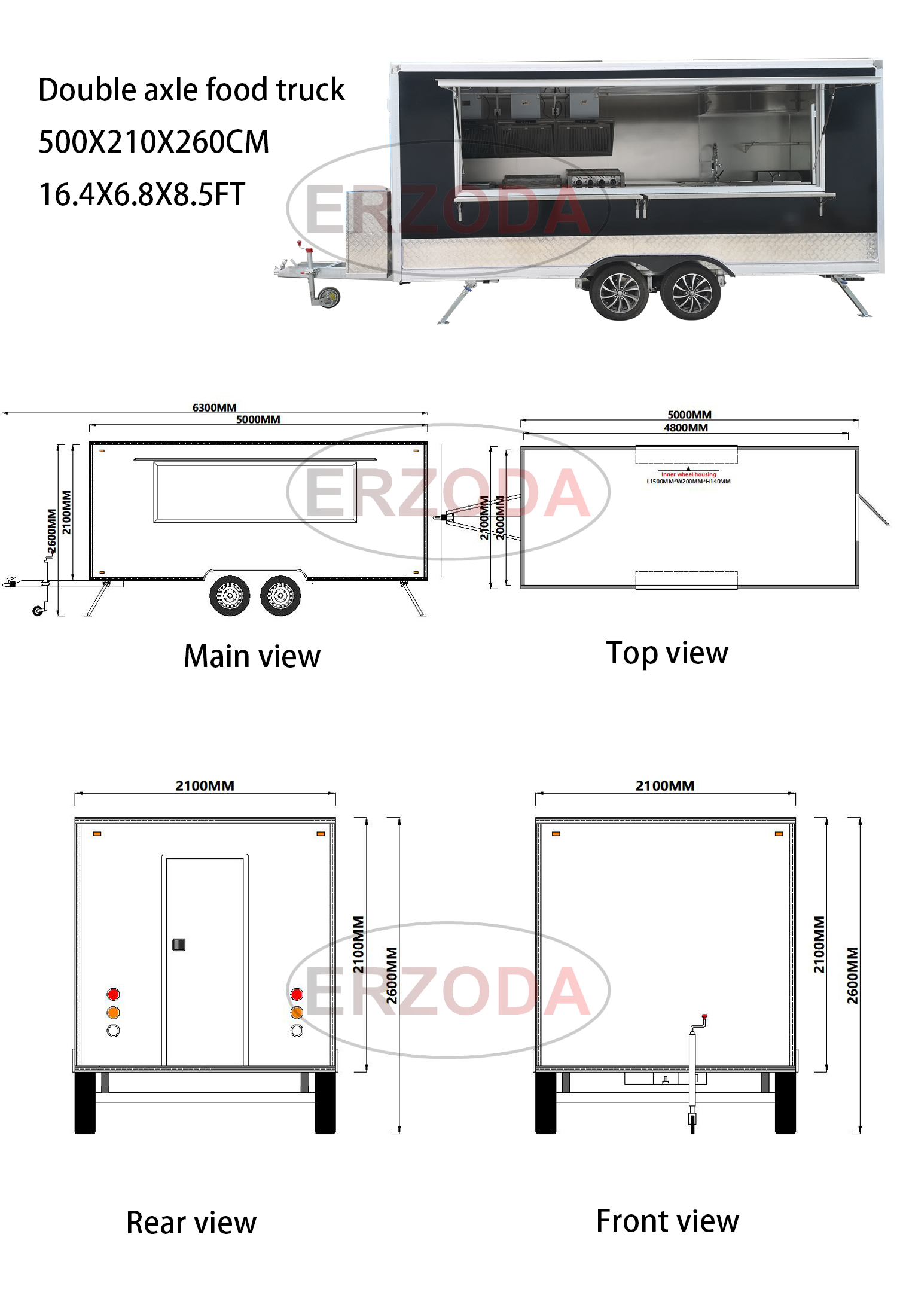 Custom-food trailer food truck catering trailer