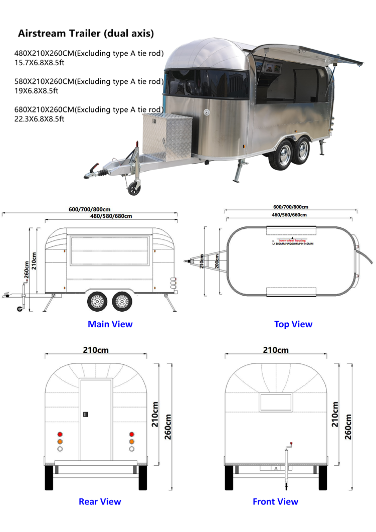 Customize-Catering trailer Stainless steelFood truck Food Trailer
