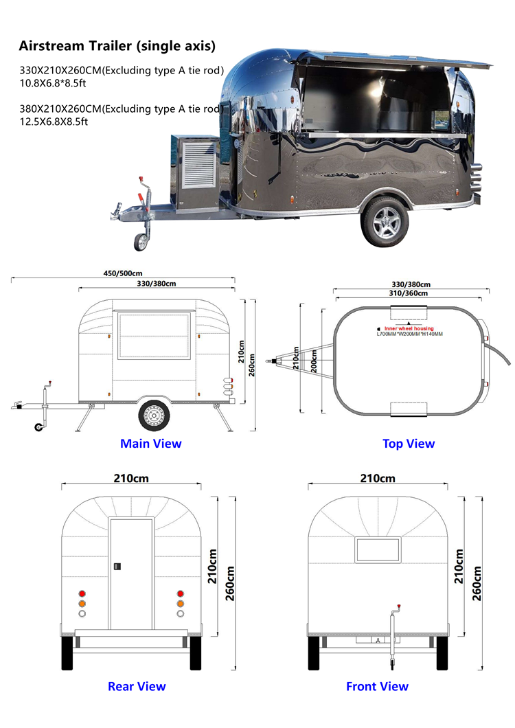 Customize-Catering trailer Stainless steelFood truck Food Trailer